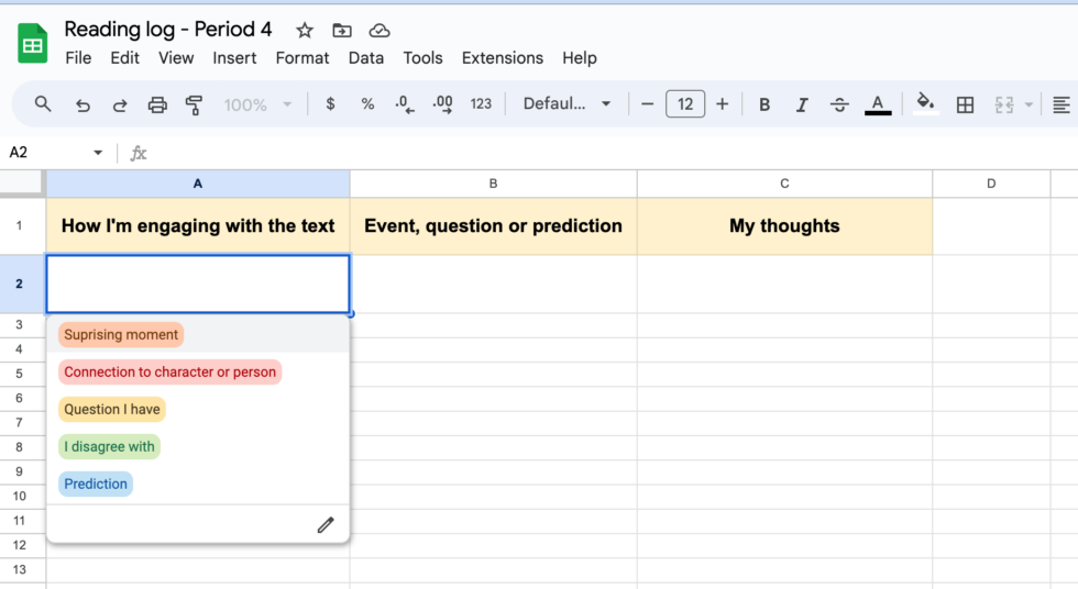 Physical activity log