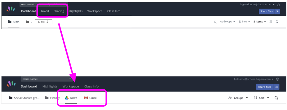 The Sharing tab has moved and is now “Drive”